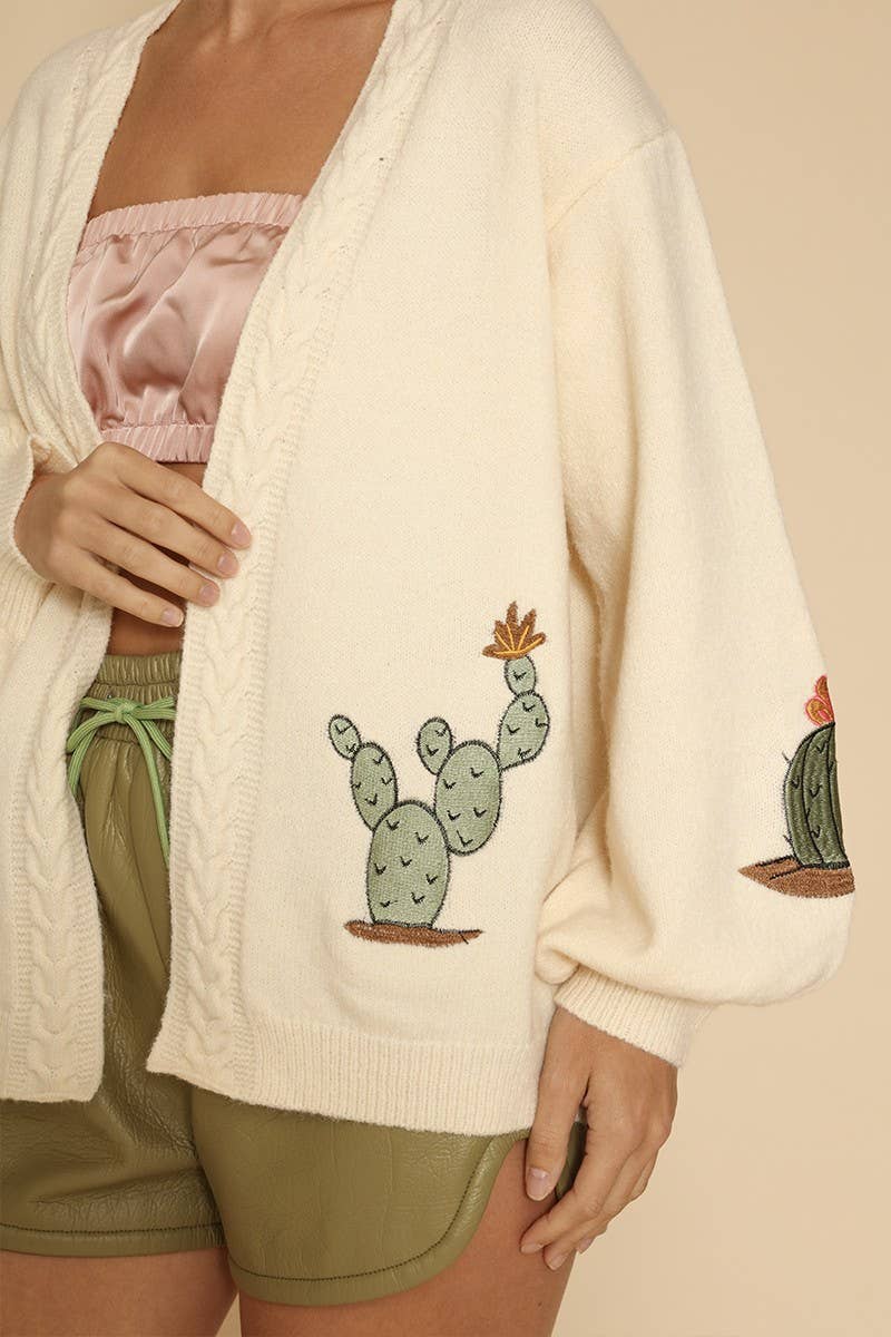 Embroidered cactus cardigan — Dutch Growers Regina