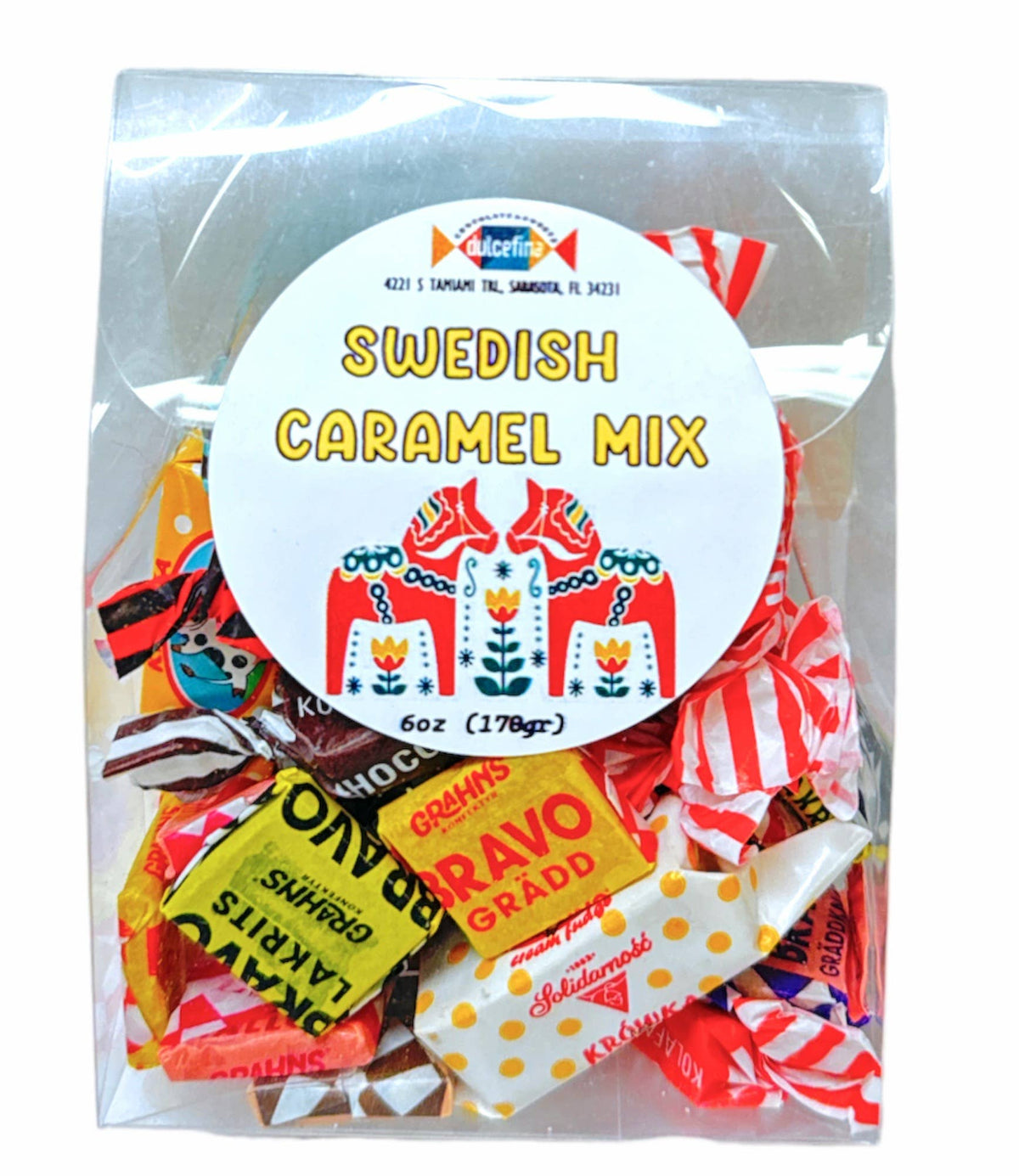 Swedish Caramel Mix 6oz Clear Tab Top Box — Dutch Growers Regina